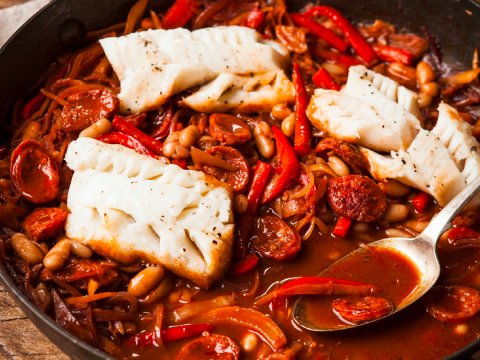 Chorizo and cod stew store